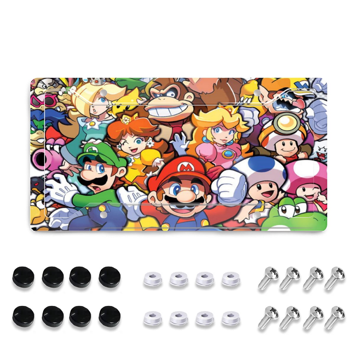 Super Mario License Plate Frame Set - 4-hole License Plate Frame ...
