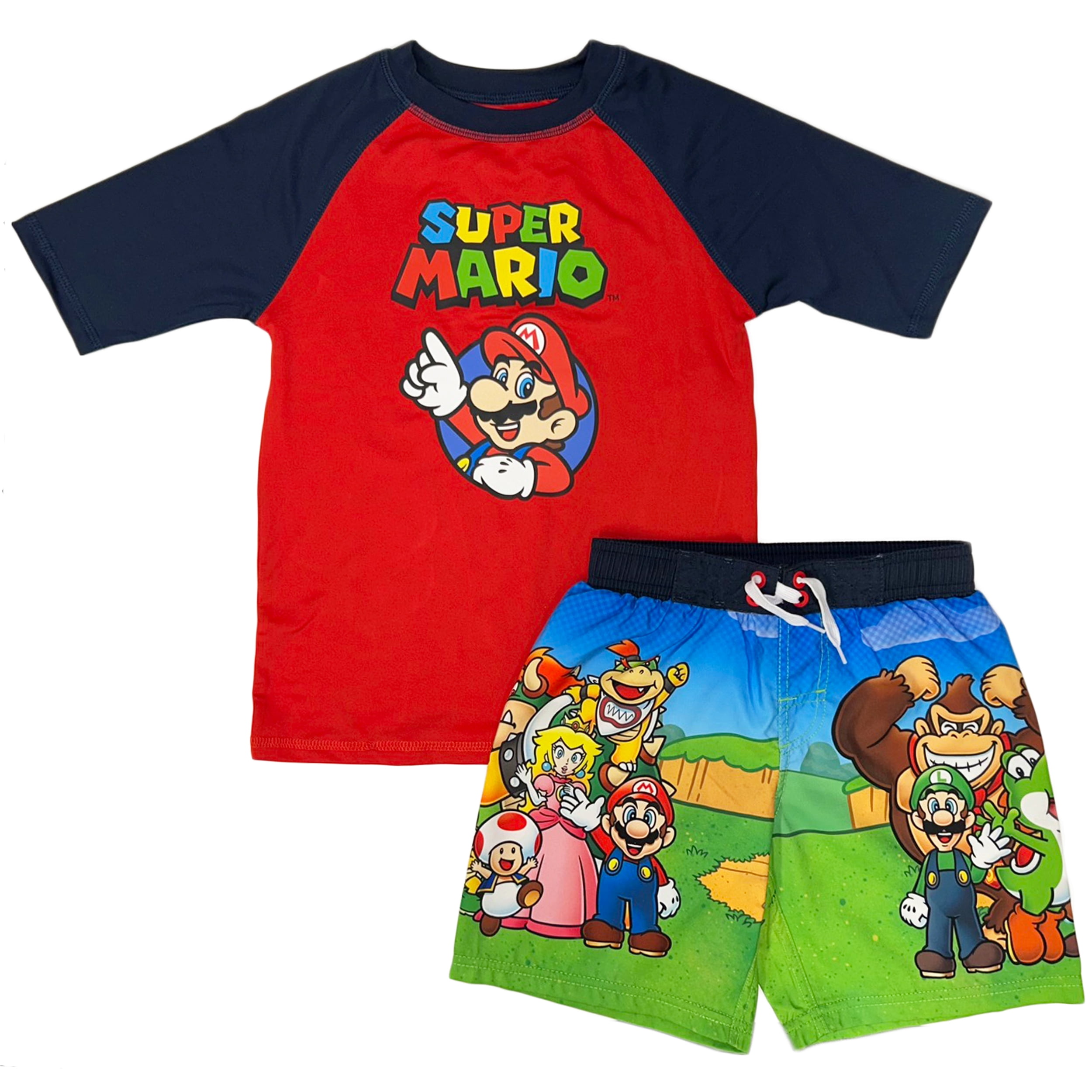 Super Mario Little & Big Boys Swim Trunk & Rashguard 2-piece Set ...