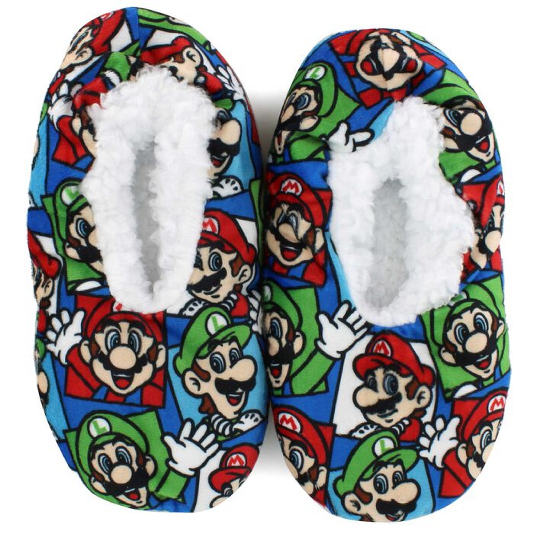 Super Mario Little Boys' Print Slippers Socks- Mario & Luigi (Size S/M ...