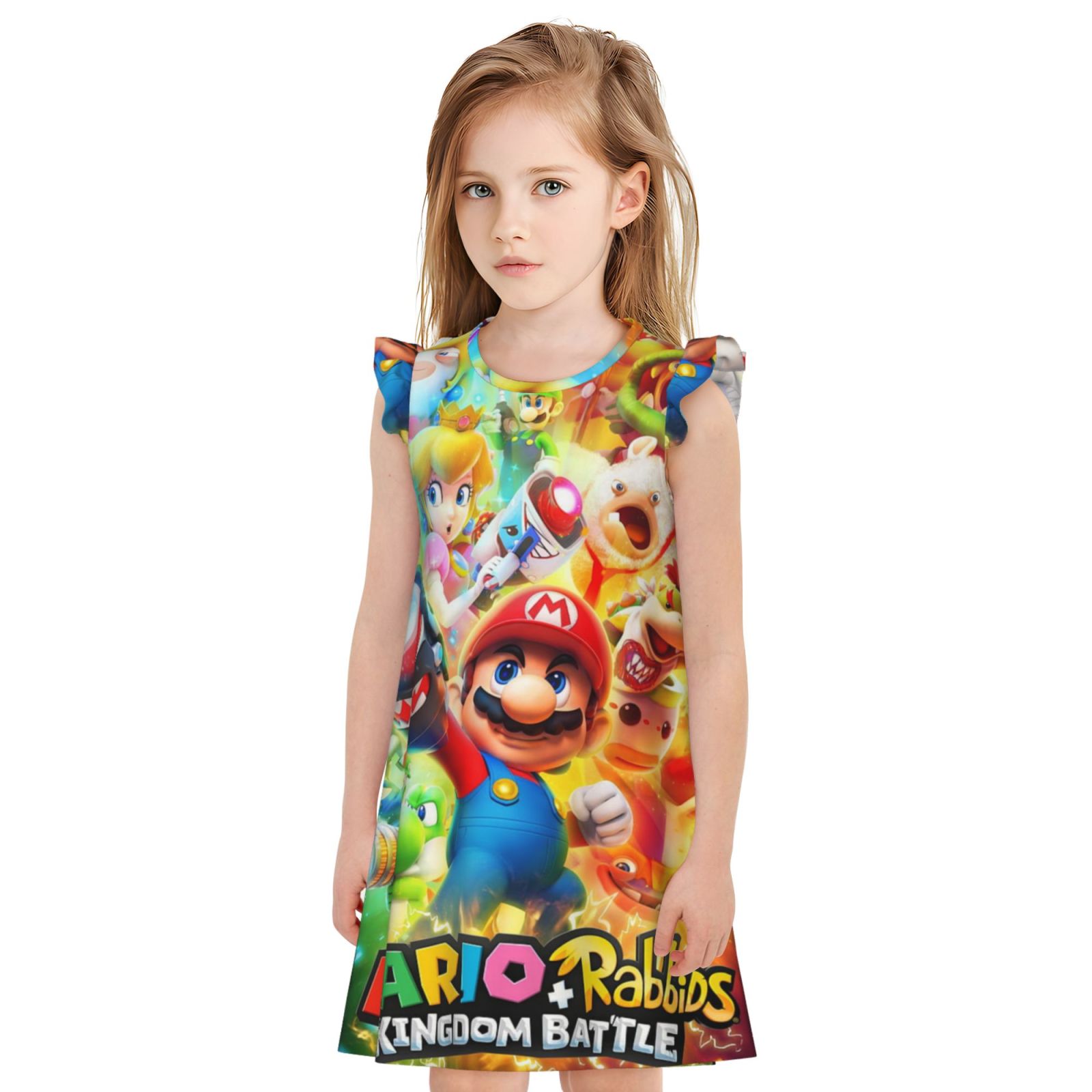 Super Mario Little Girls Nightgown Short Flutter Sleeve Pajamas Cartoon Nightdress Sleepwear ...