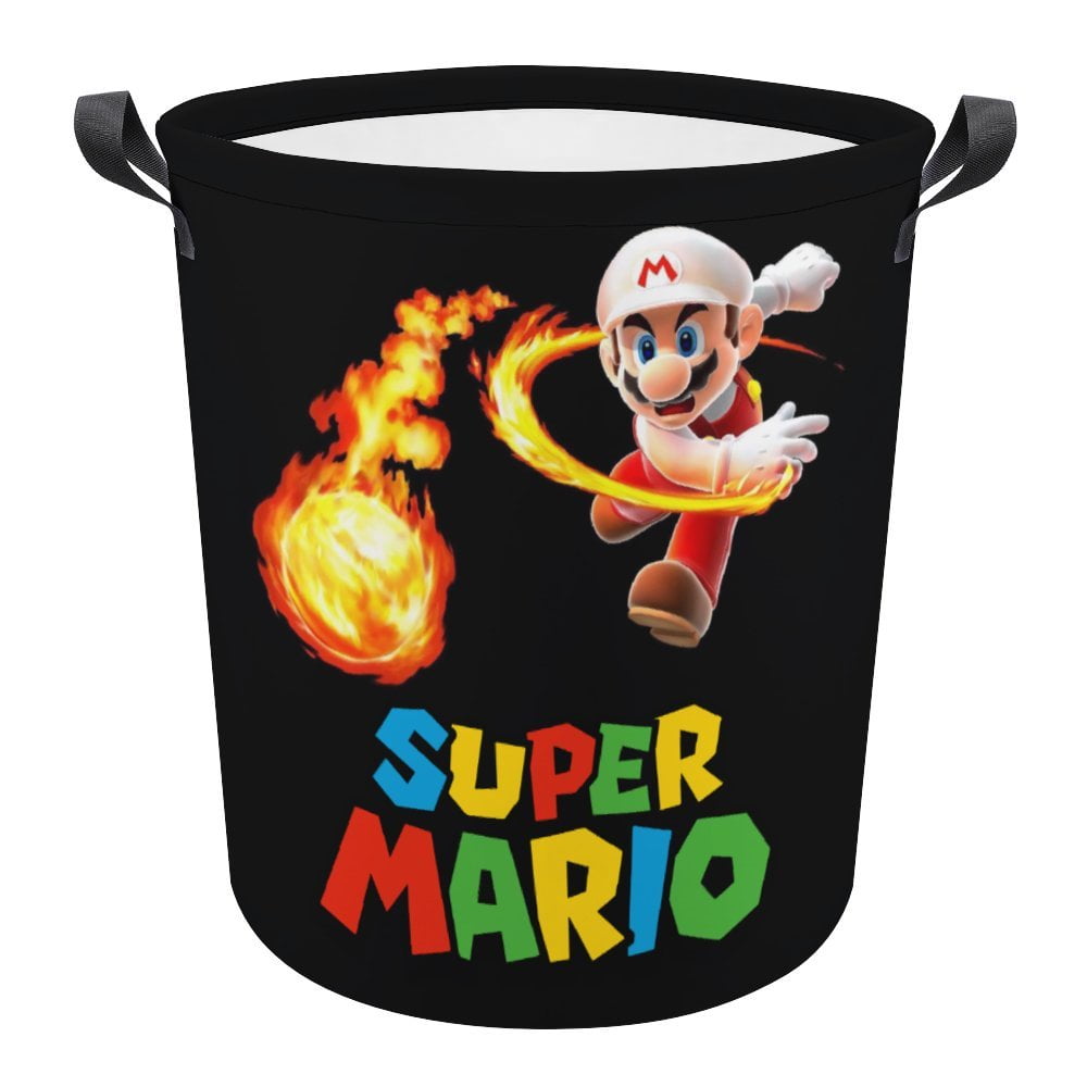 Super Mario Logo Circular Laundry Hamper Foldable Large Storage Baskets ...