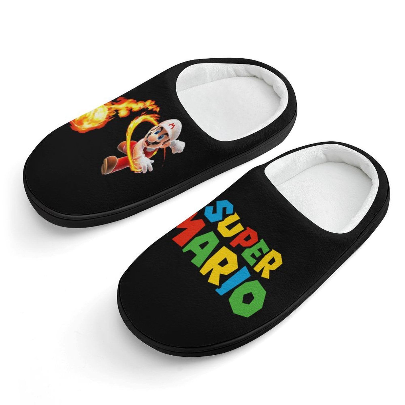 Super Mario Logo Cotton Slippers For Kids Winter Warm Soft Plush ...