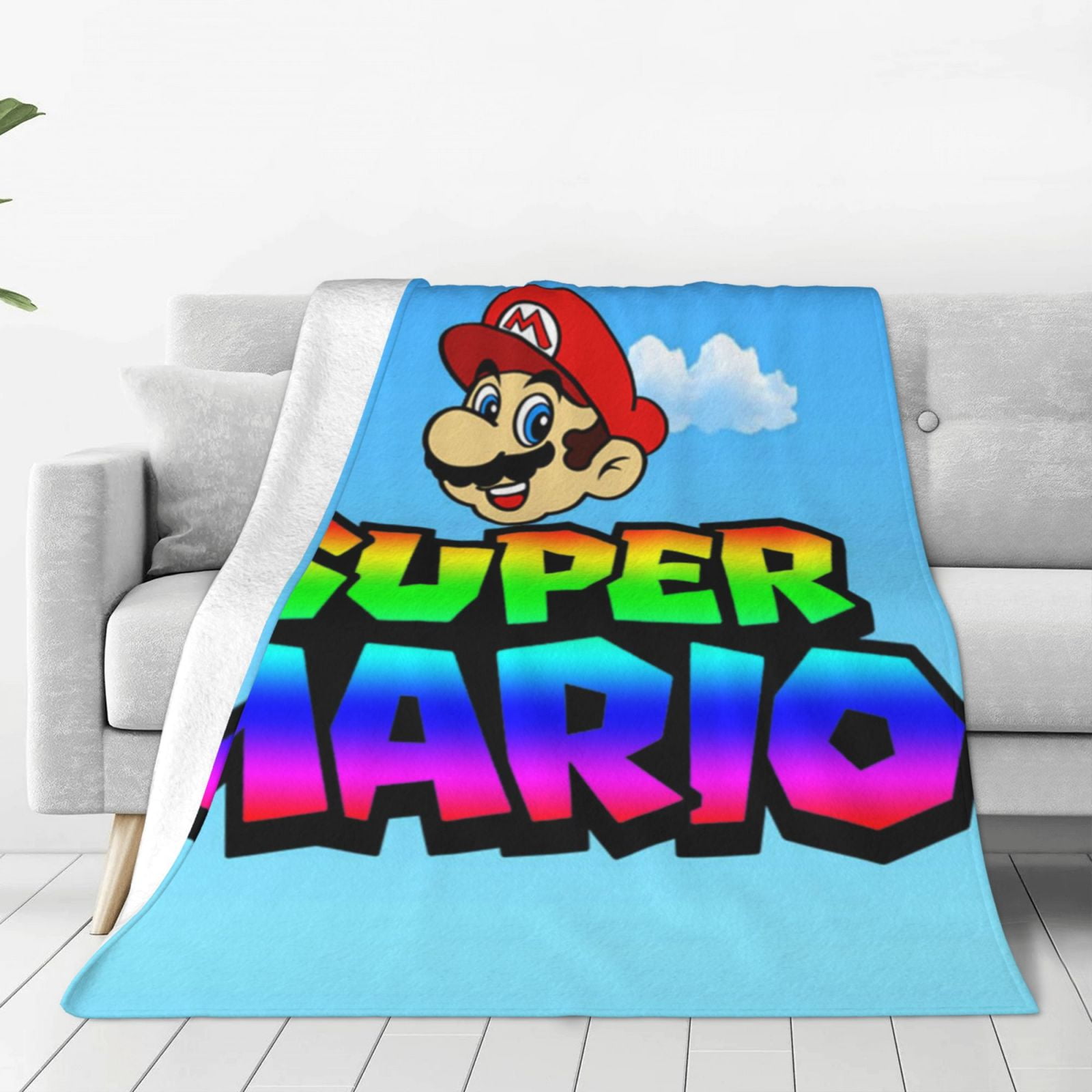 Super Mario Logo Flannel Blanket Cozy Ultra-Soft Micro Fleece Flannel ...