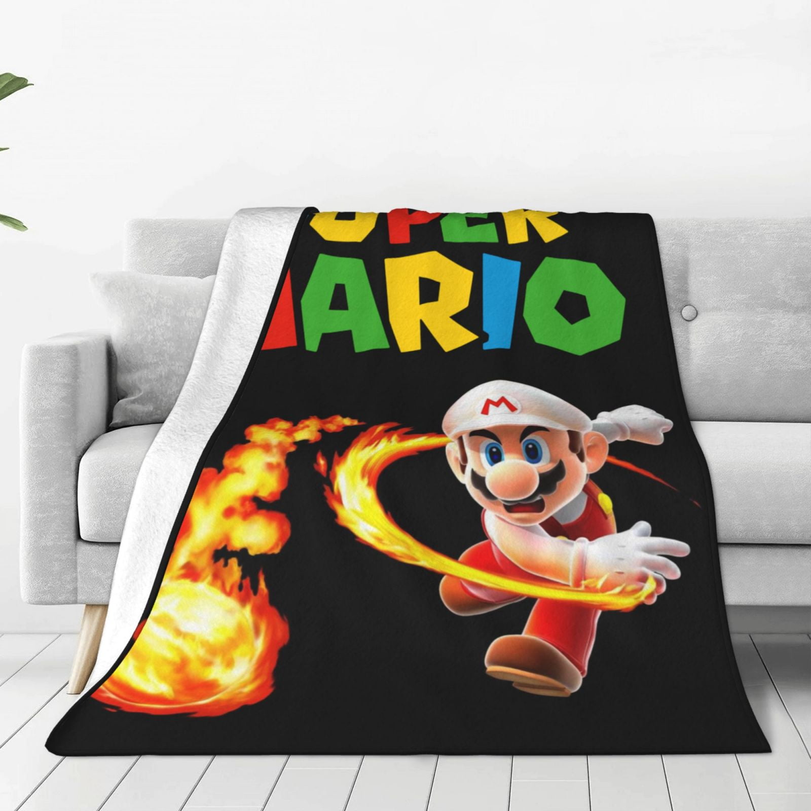 Super Mario Logo Flannel Blanket Cozy Ultra-Soft Micro Fleece Throw ...