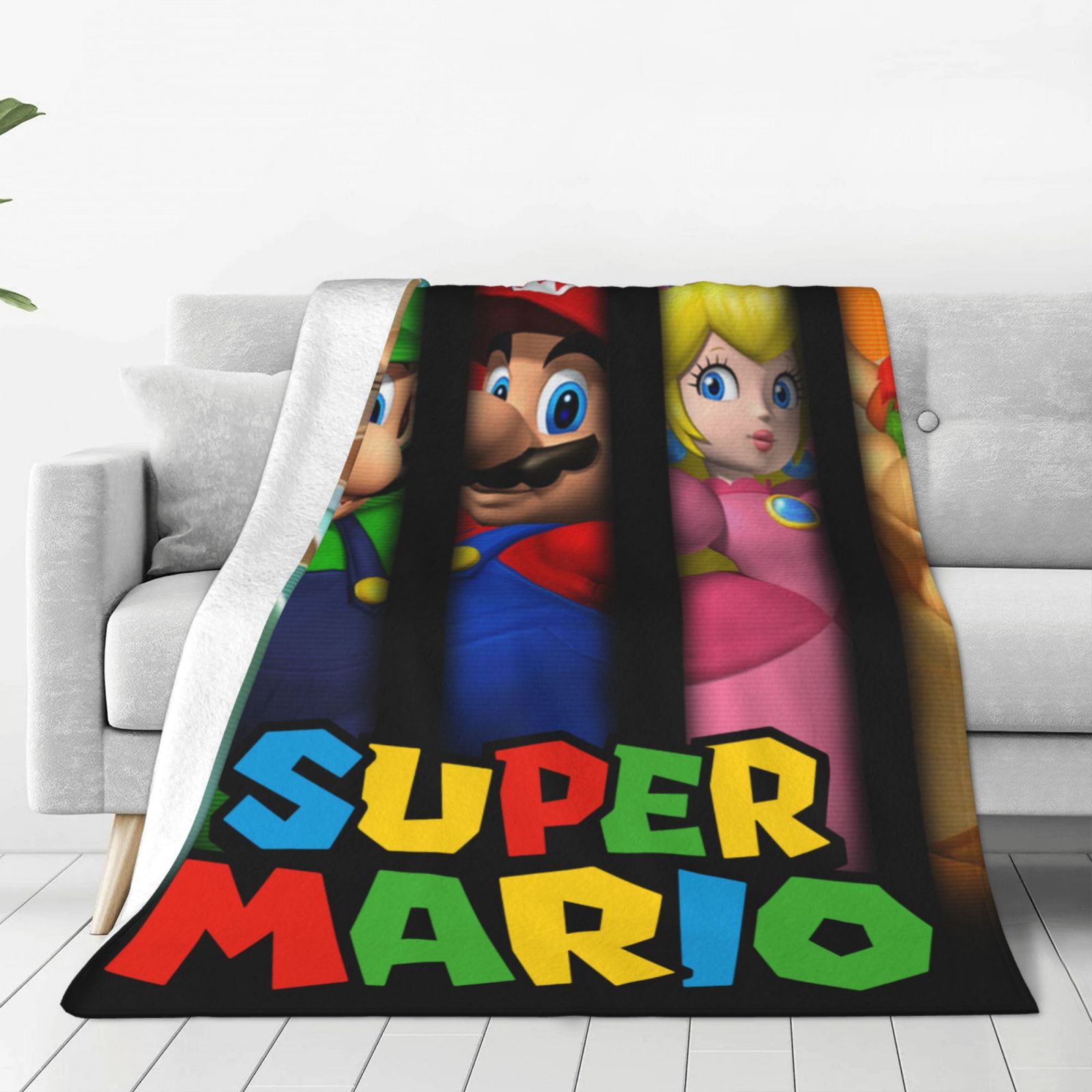 Super Mario Logo Flannel Blanket Cozy Ultra-Soft Micro Fleece Throw ...