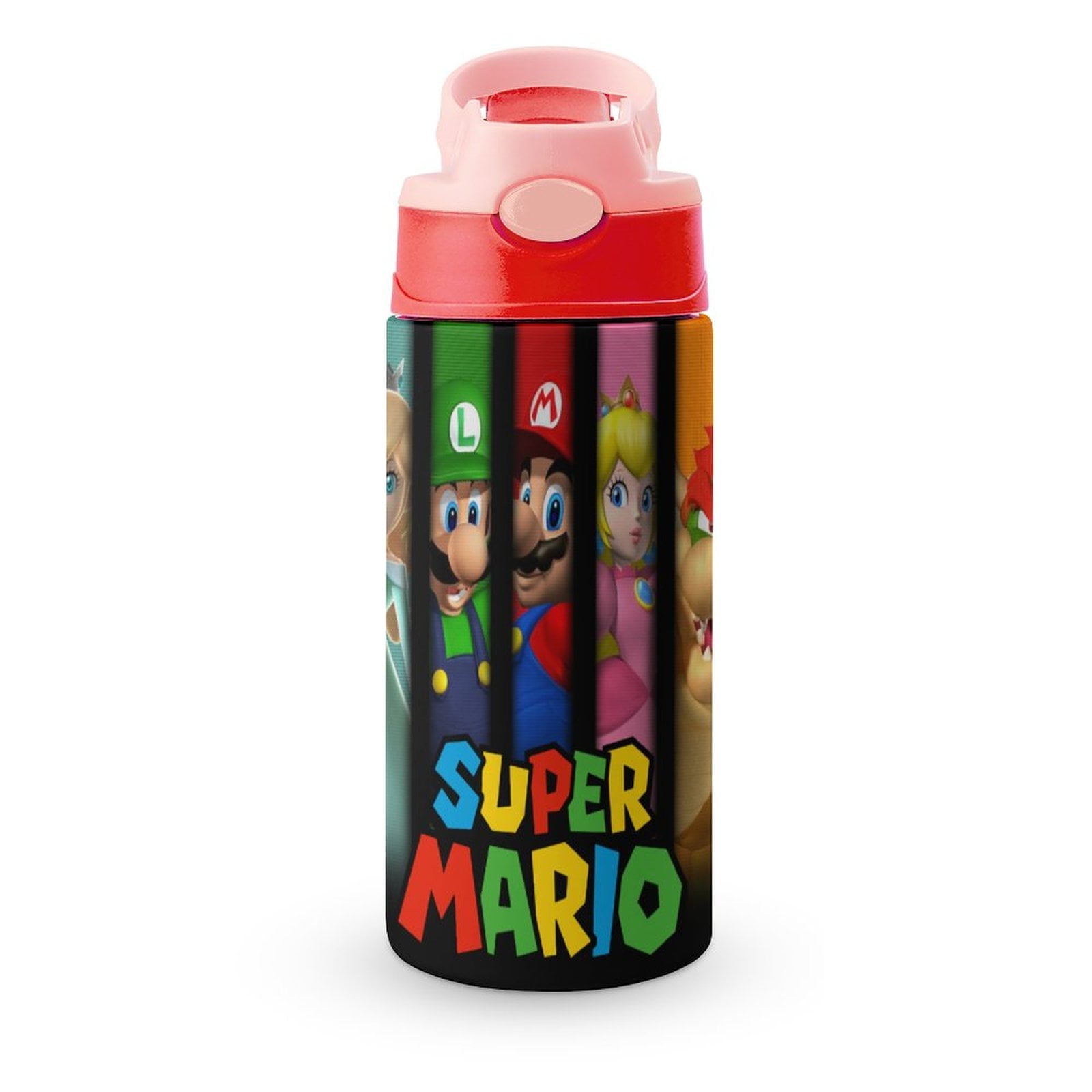 Super Mario Logo Kid's Insulated Water Bottle With Straw Vacuum ...