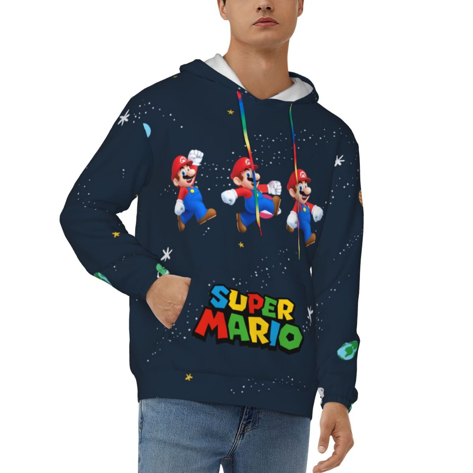 Super Mario Logo Men's Hoodies Sweatshirt Novelty 3D Print Pullover ...