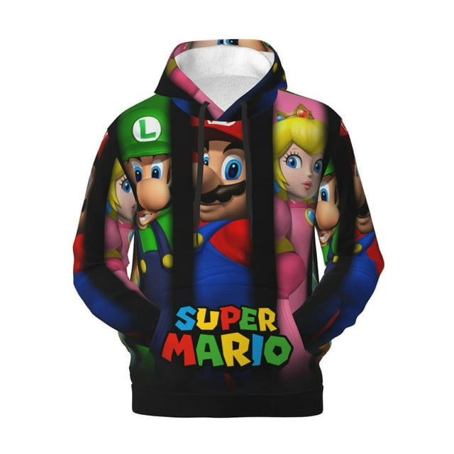 Super Mario Logo Men's Sweatshirt Hoodies Soft Plush Fleece Pullover ...