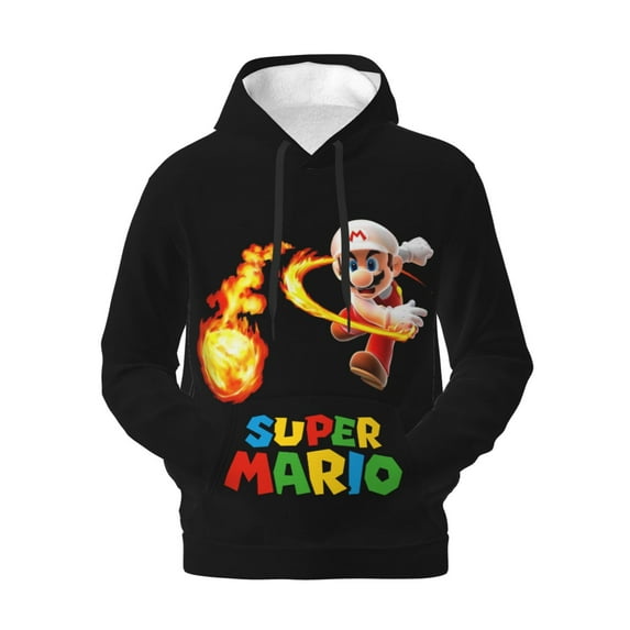 Super Mario Logo Men's Sweatshirt Hoodies Soft Plush Fleece Pullover ...