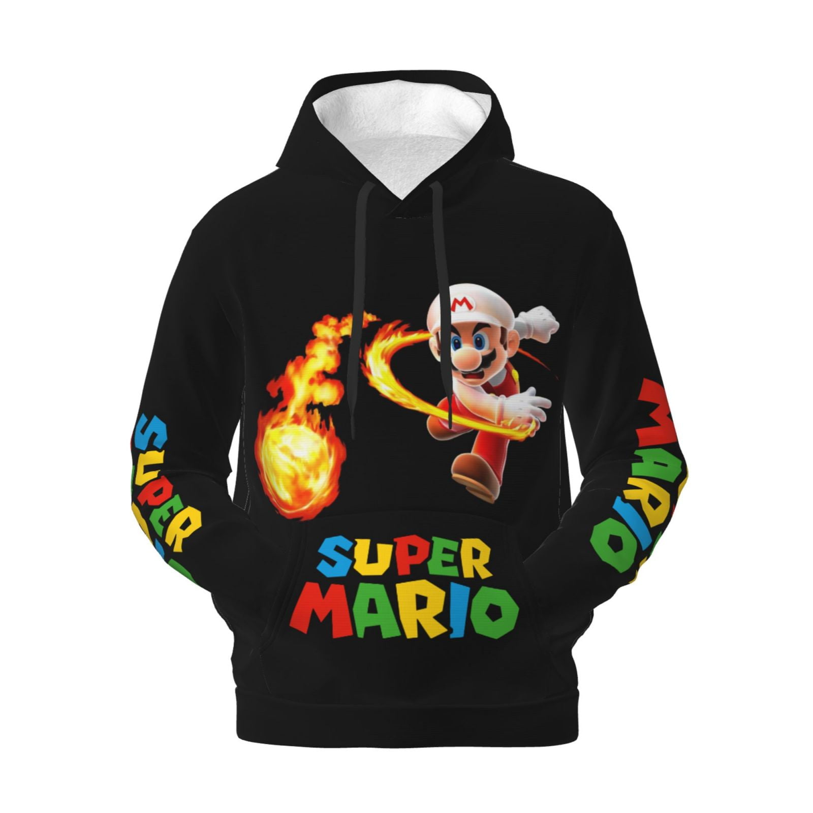 Super Mario Logo Men's Sweatshirt Hoodies Soft Plush Fleece Pullover ...