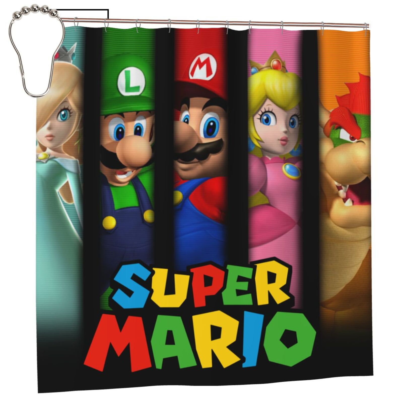 Super Mario Logo Shower Curtain Waterproof Polyester Fabric Decor ...