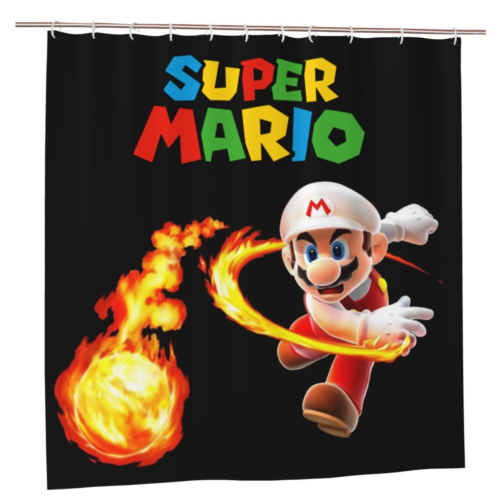 Super Mario Logo Shower Curtain Waterproof Polyester Fabric Decor ...
