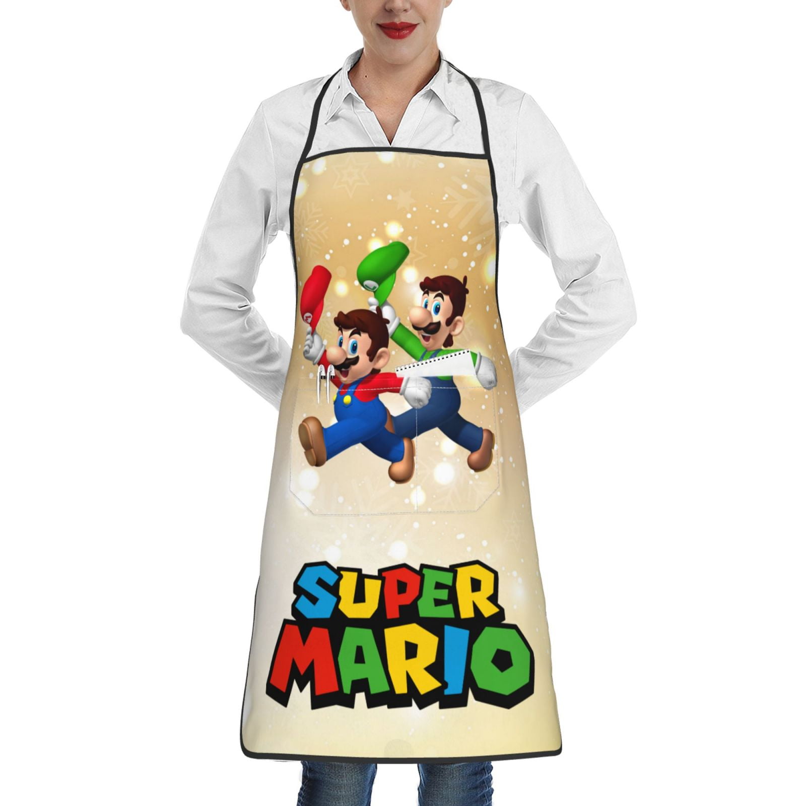 Super Mario Logo Waterproof Apron Home Decor Kitchen Fashion Apron For ...