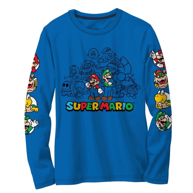 Official Nintendo Super Mario Bros Long Sleeve Graphic Tee for Kids ...