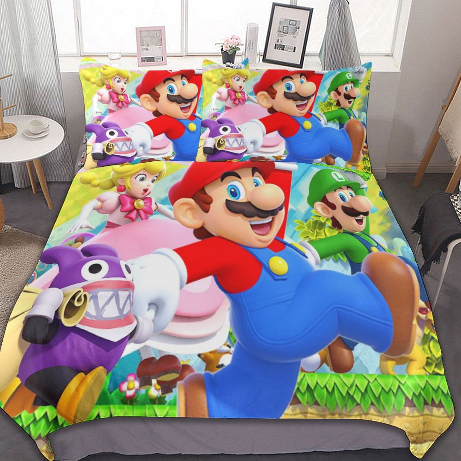 Aoivkut Super Mario Luigi Twin Bedding Set, 3 Piece Comforter Set, Kids ...