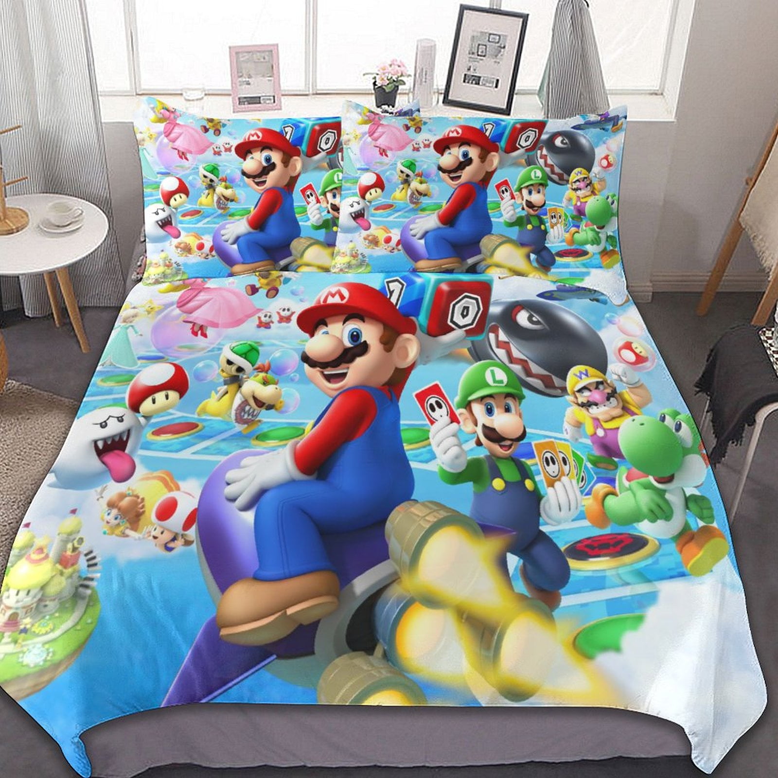 Aoivkut Super Mario Luigi Bedding Set, 3-Piece, Fiber Material, Duvet ...