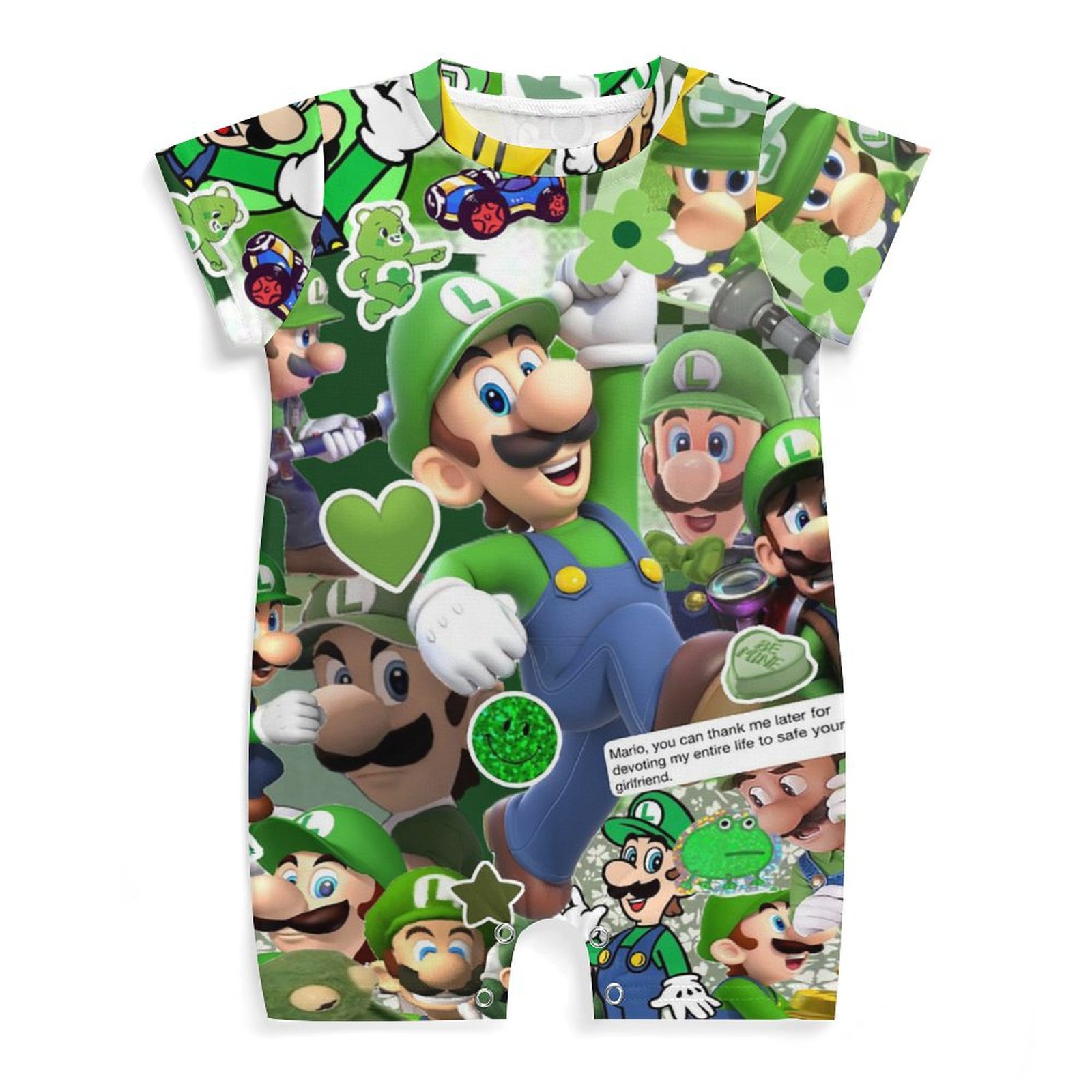 Super Mario Luigi Baby Boy Girl Romper Short Sleeve Cotton Bodysuit ...