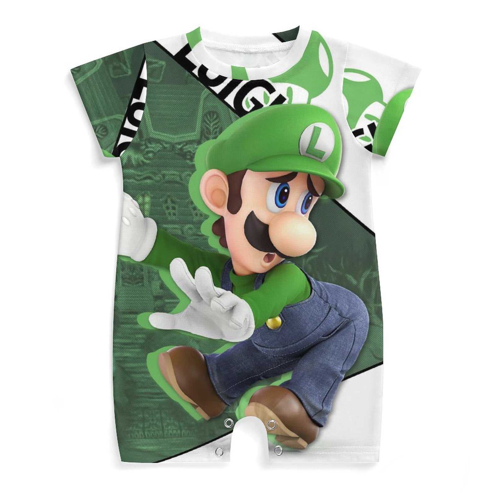 Super Mario Luigi Baby Boy Girl Romper Short Sleeve Cotton Bodysuit ...