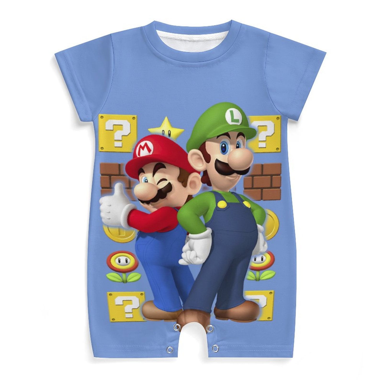 Super Mario Luigi Baby One-Piece Rompers Short Sleeve Bodysuits ...
