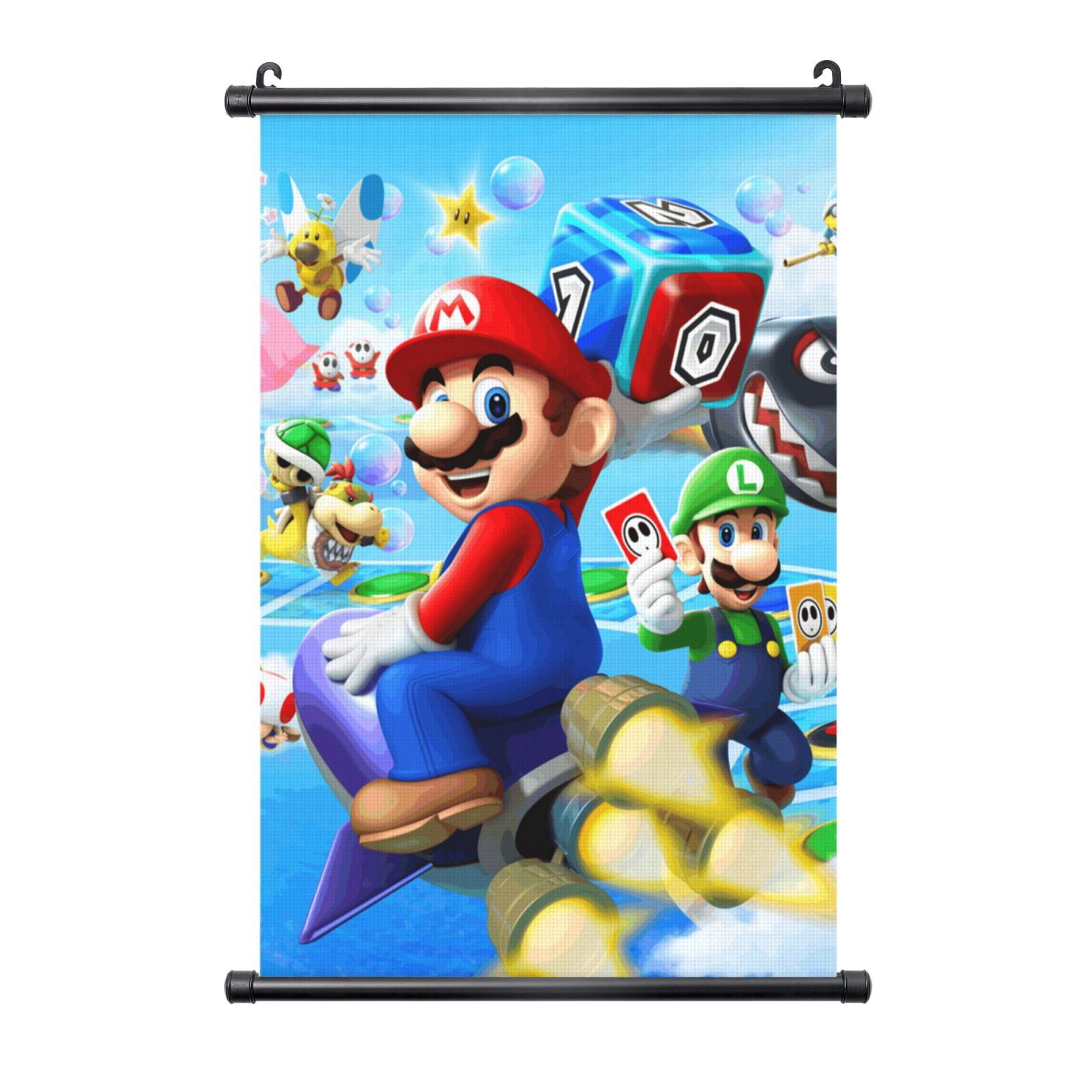 Super Mario Luigi Black Plastic Shaft Hanging Poster Decor Canvas Wall ...