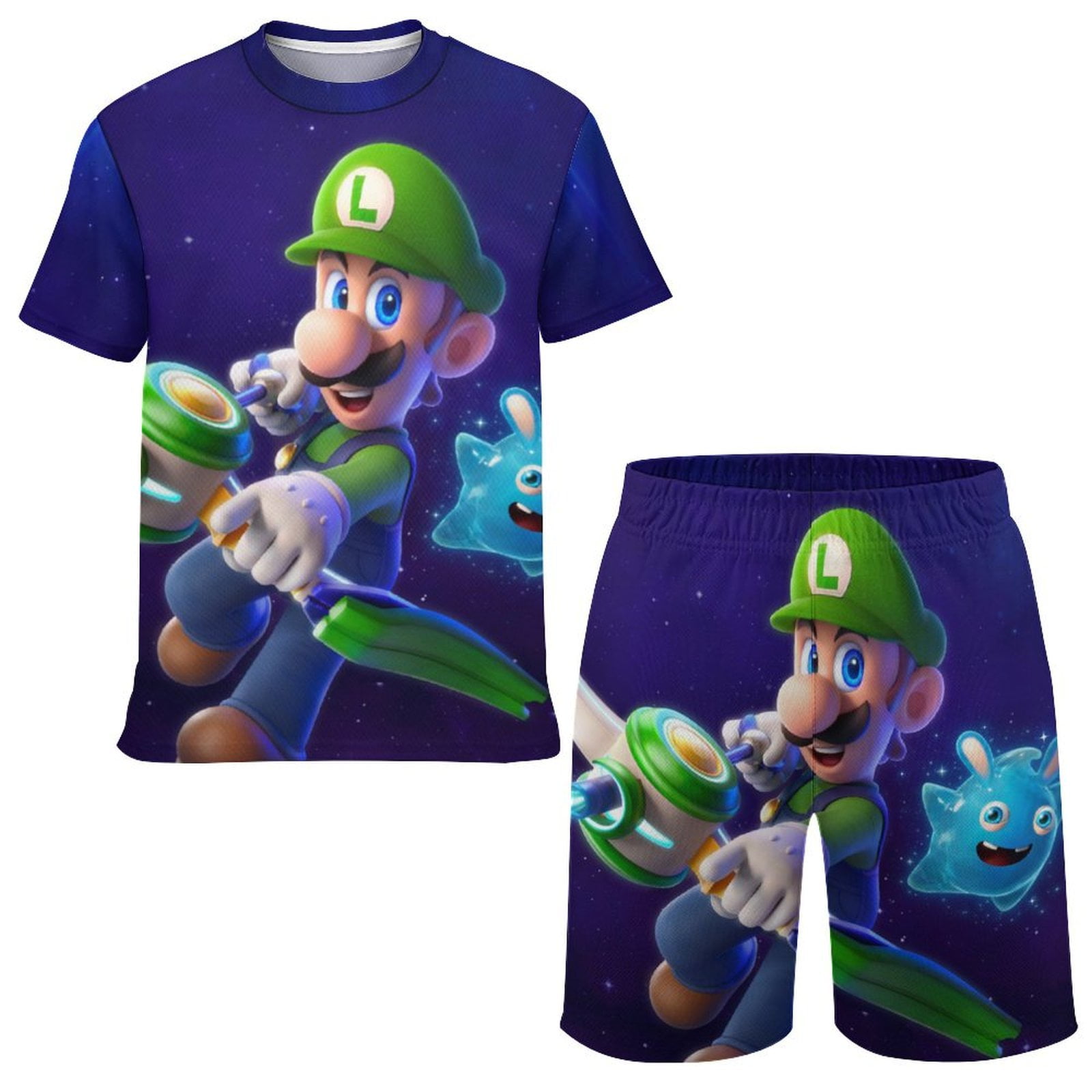 Super Mario Luigi Boys Short Sleeve Mesh T-Shirt And Shorts Outfit Set ...