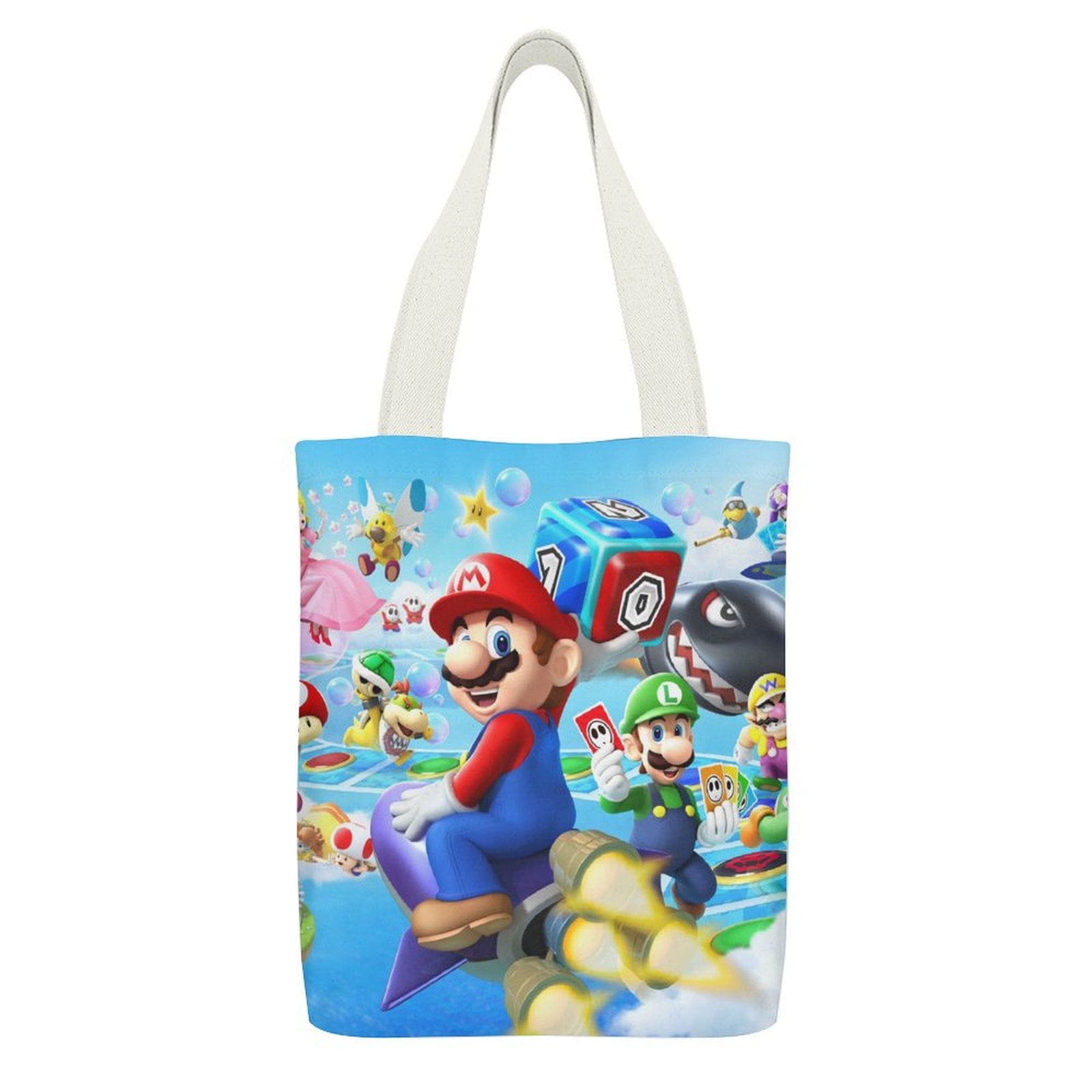 Super Mario Luigi Canvas Tote Bag Zipper Book Tote Bag Daily Shoulder ...