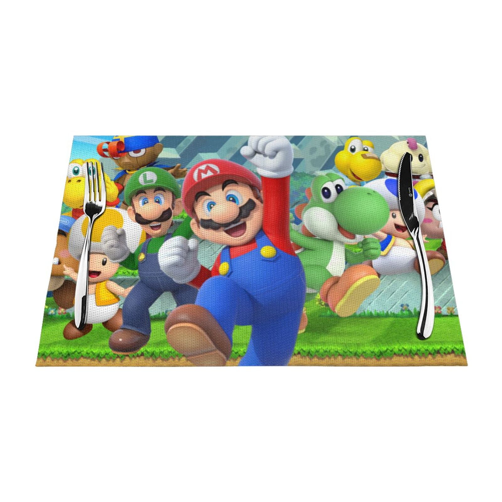 Super Mario Luigi Cartoon Woven Placemats For Kitchen Dining Table Tabletop Skid-Proof Washable ...