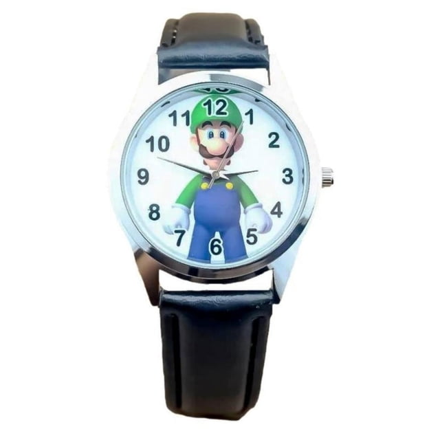 Super Mario Luigi Character Leather Band Wrist Watch - Walmart Business ...