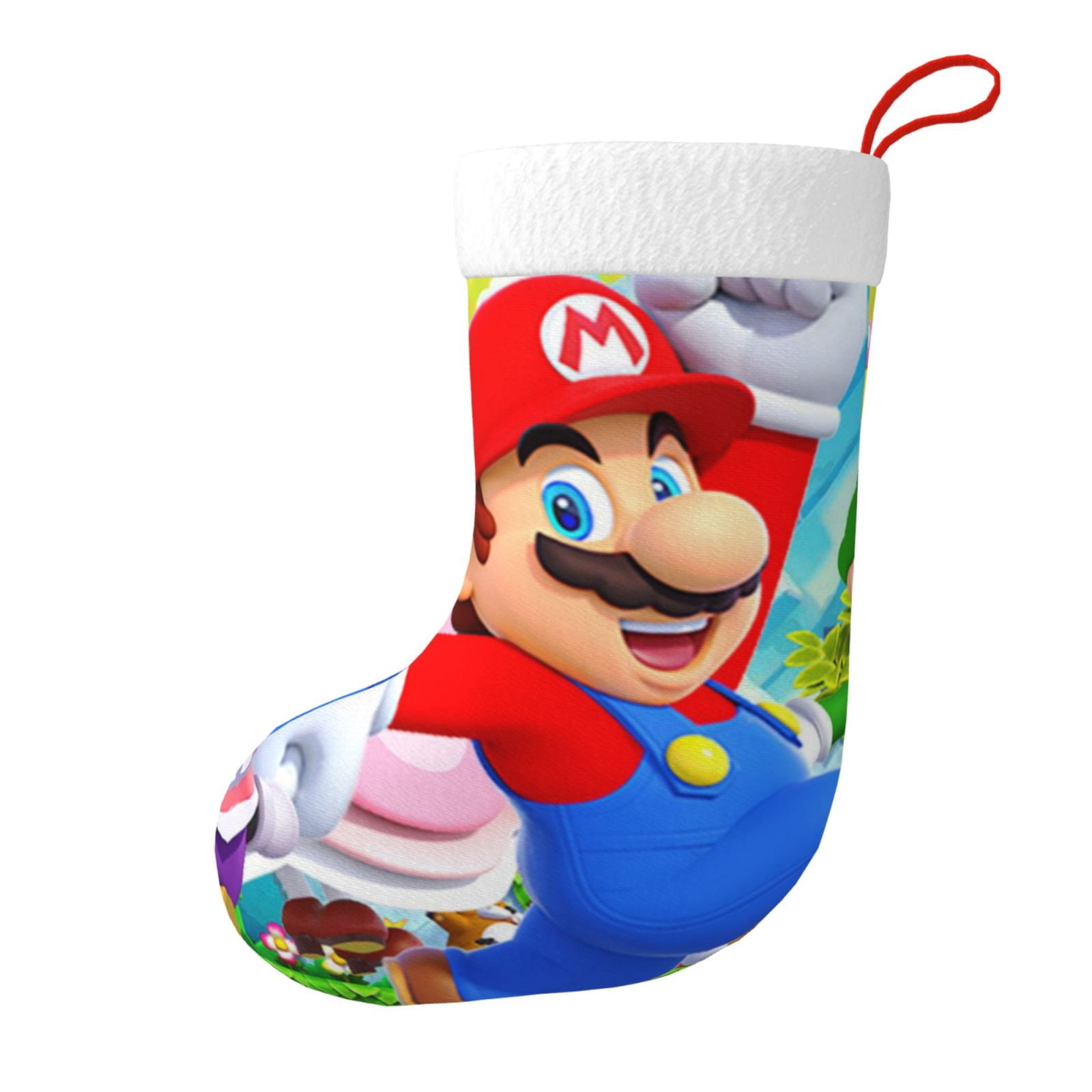 Super Mario Luigi Christmas Stocking Xmas Candy Gift Bag Fireplace ...