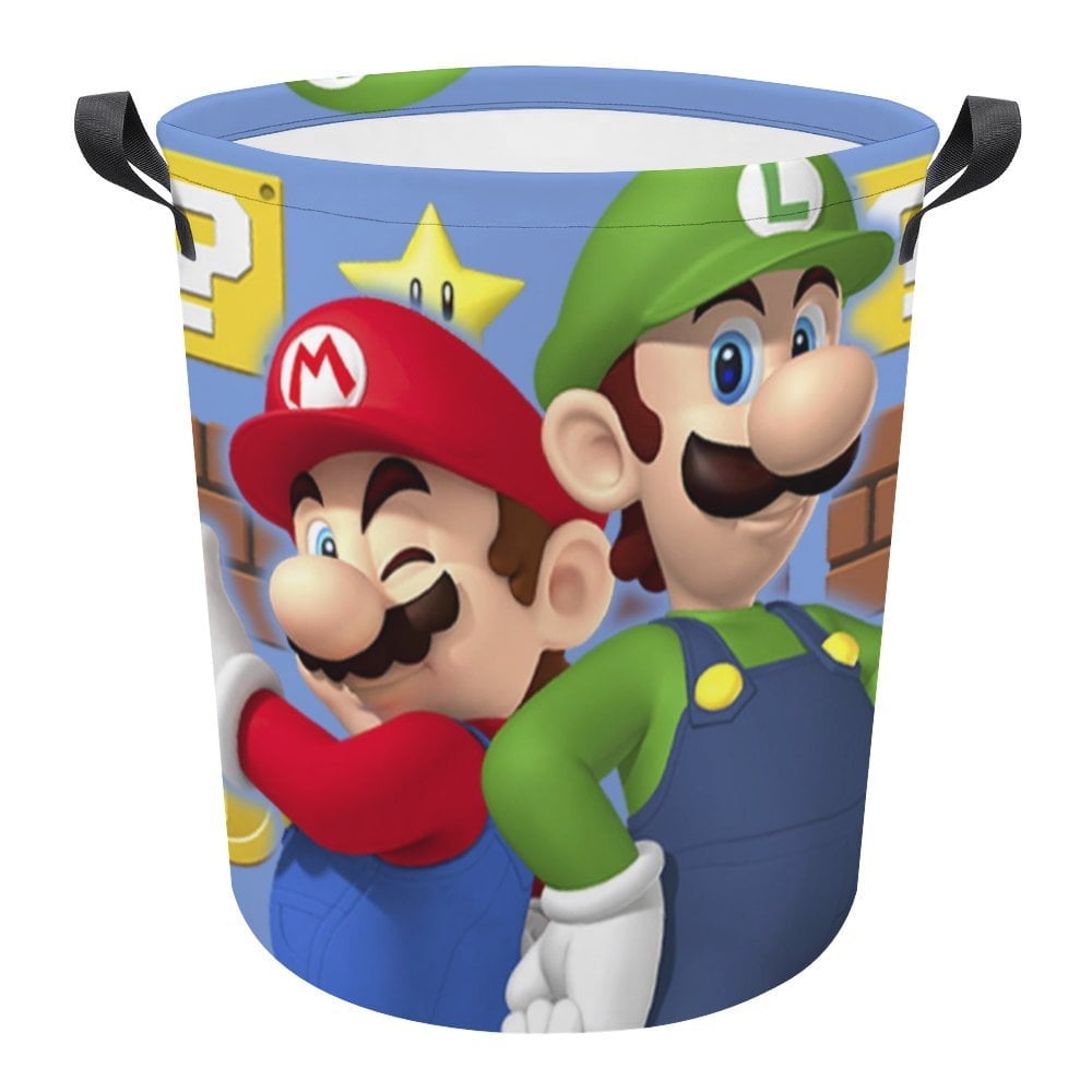 Super Mario Luigi Circular Laundry Hamper Foldable Large Storage ...