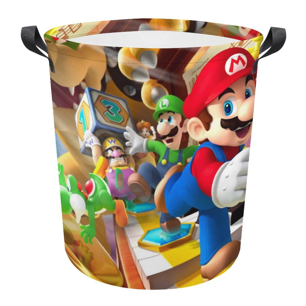 Super Mario Luigi Circular Laundry Hamper Foldable Large Storage ...