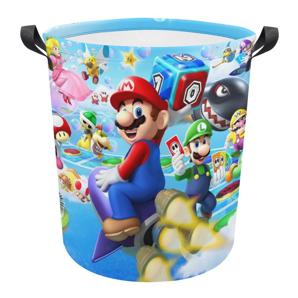 Super Mario Luigi Circular Laundry Hamper Foldable Large Storage ...