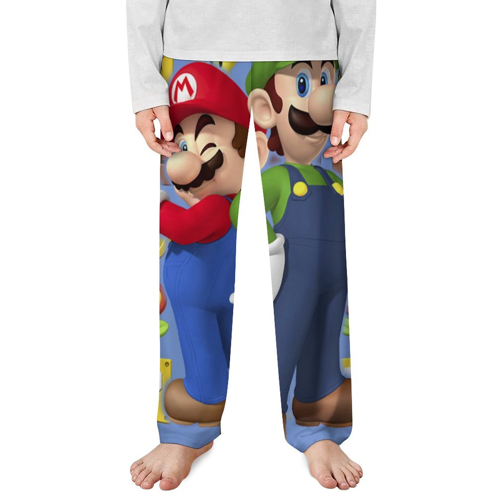 Super Mario Luigi Comfy Pajamas For Kids Cozy Lounge Straight Leg Home ...