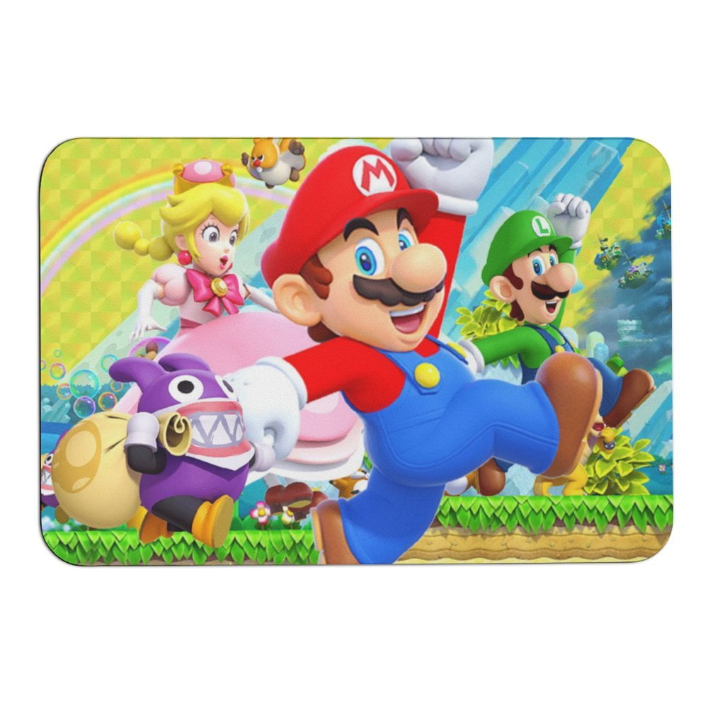 Super Mario Luigi Diatom Mud Mat Non Slip Soft Floor Rugs Doormat Super Absorbent Bath Mat ...