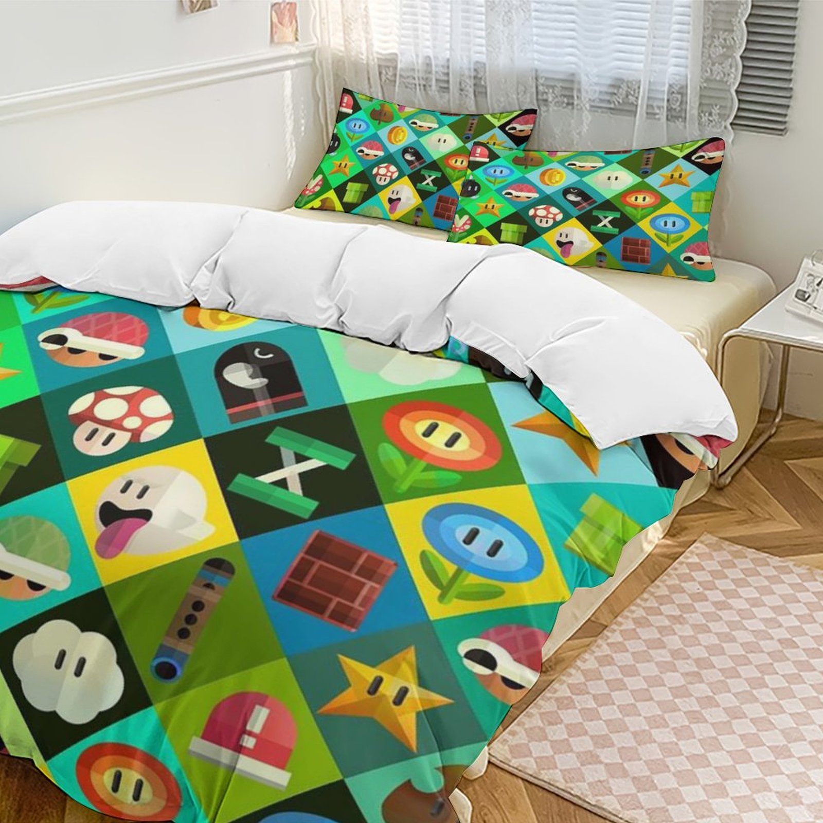 Super Mario Luigi Duvet Cover Set 3-Piece Bedding Set Soft Warm And ...