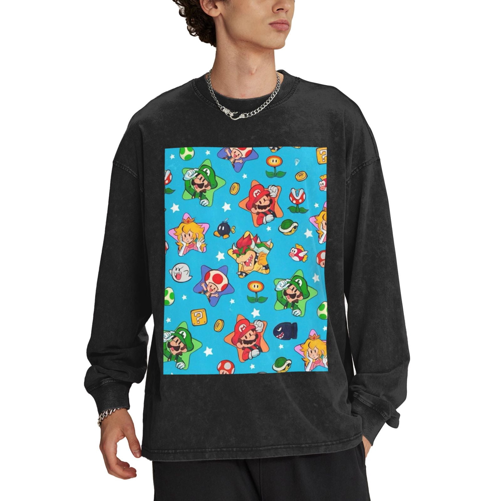 Super Mario Luigi and Friends Long Sleeve Shirt Men's Heavy Weight Crew ...