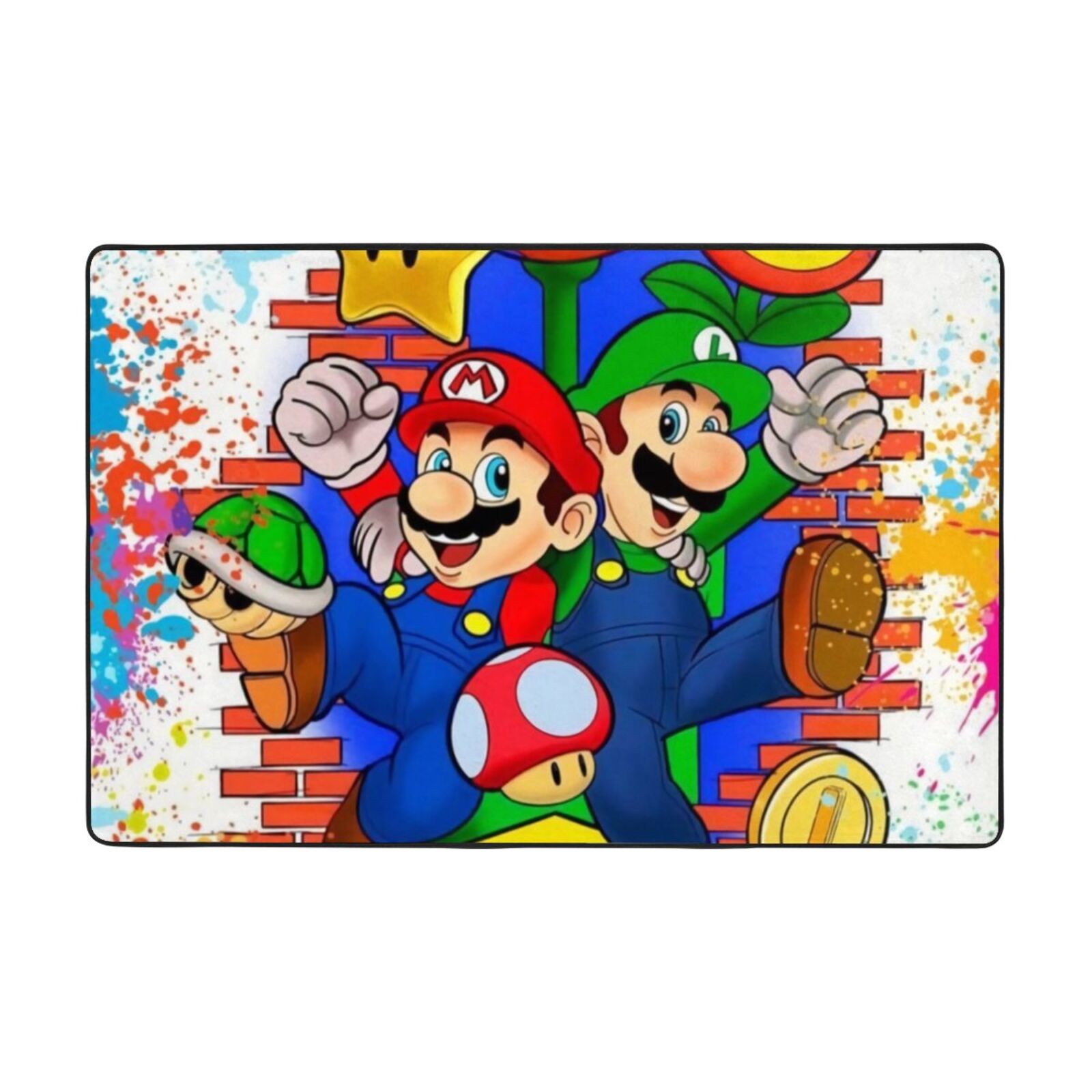 Super Mario Luigi Gamer Rug Room Non-Slip Gaming Rug Cool Graffiti ...