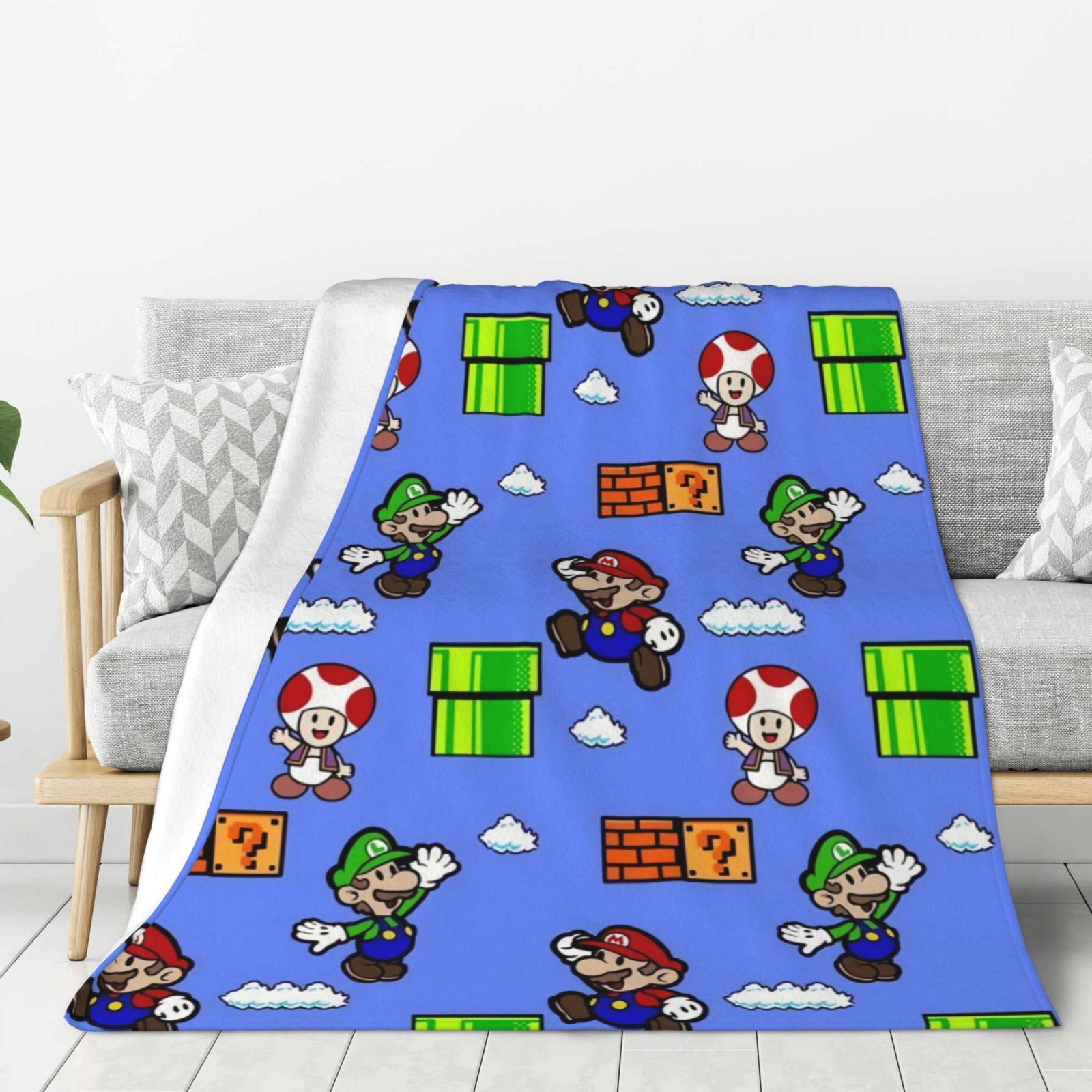 Super-Mario Luigi Mario And Mushroom Blanket,Throw Blanket for Kids and ...