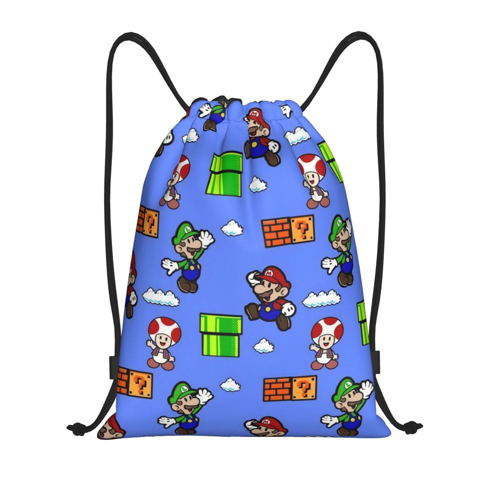 Super Mario Luigi Mario And Mushroom Drawstring Backpack Drawstring Gym ...