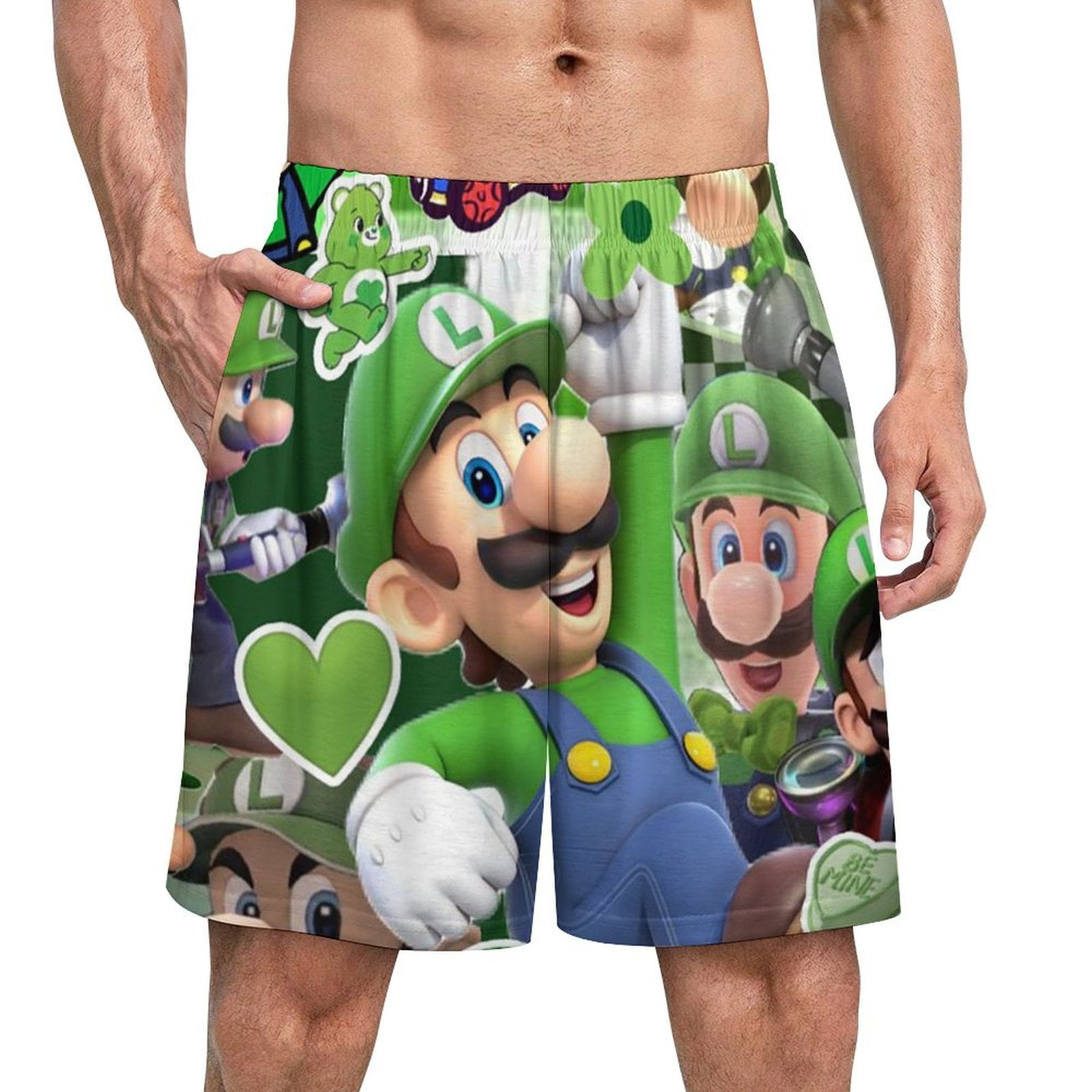 Super Mario Luigi Men's Sleepwear Shorts Pajama Bottom Lounge Sleep ...