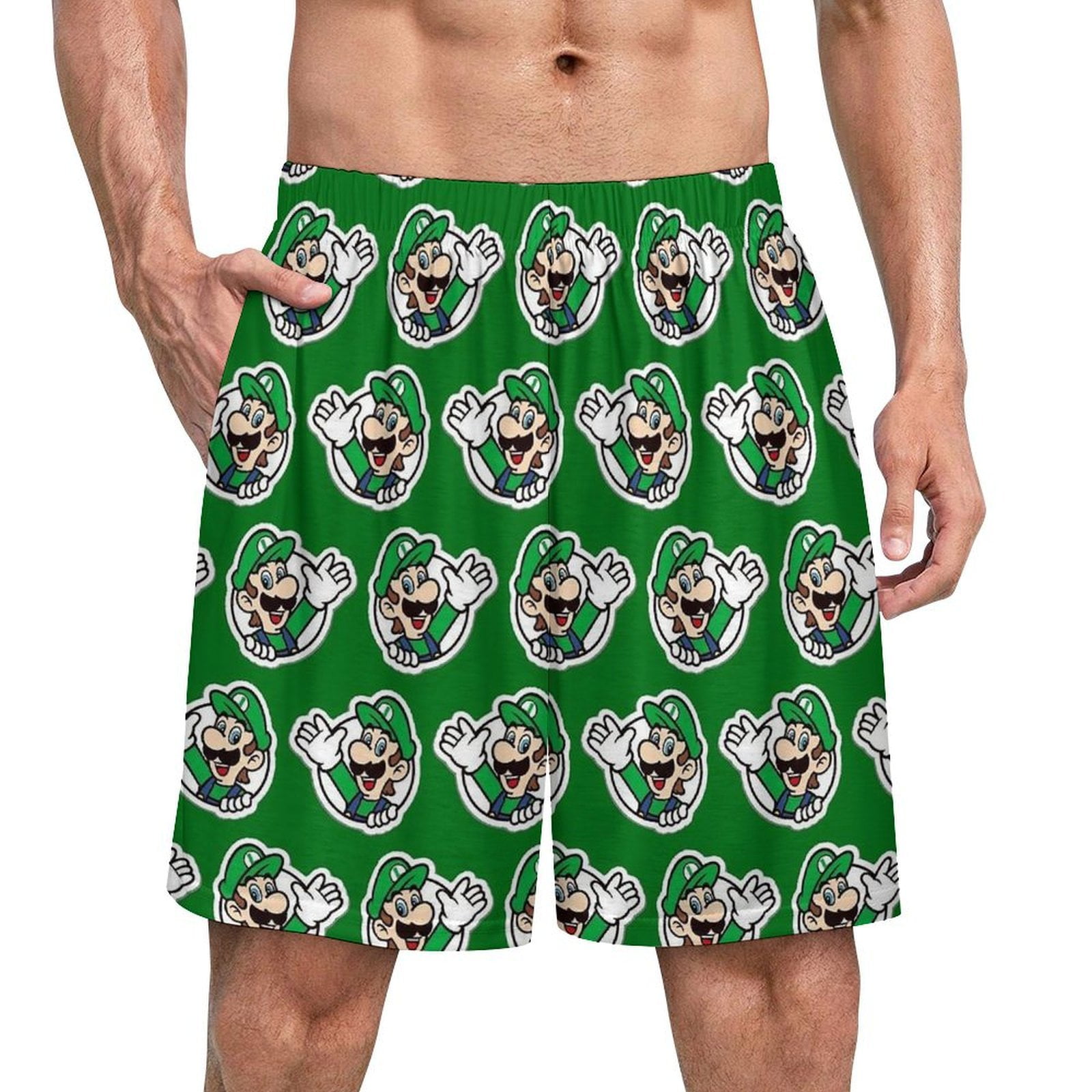 Super Mario Luigi Men's Sleepwear Shorts Pajama Bottom Lounge Sleep ...