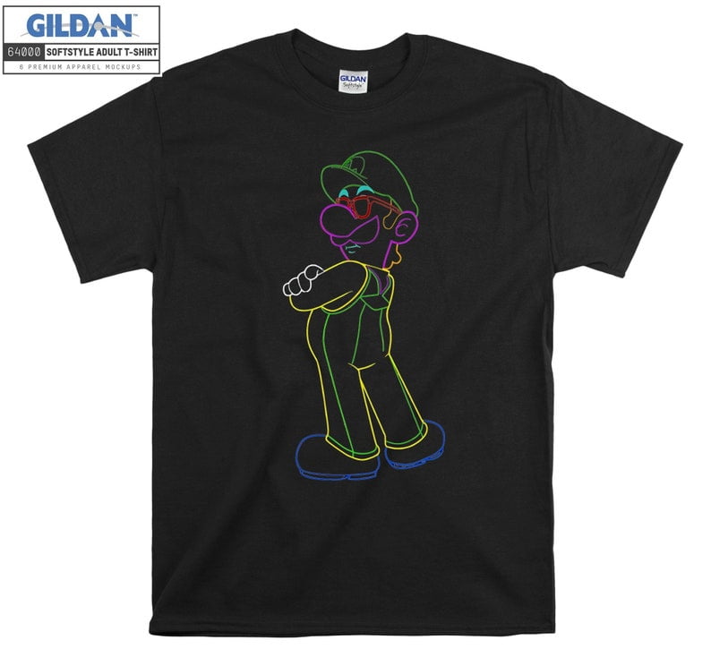 Super Mario Luigi Neon Outline T-shirt - Walmart.com