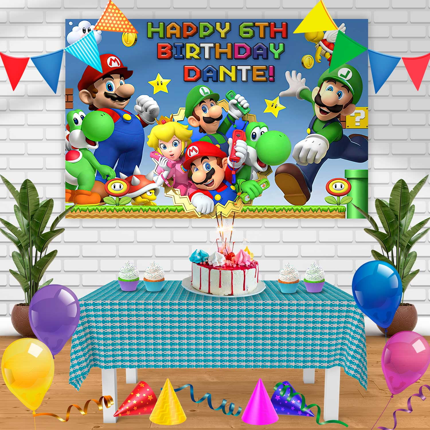 Super Mario Luigi Nintendo K Birthday Banner Personalized Party ...