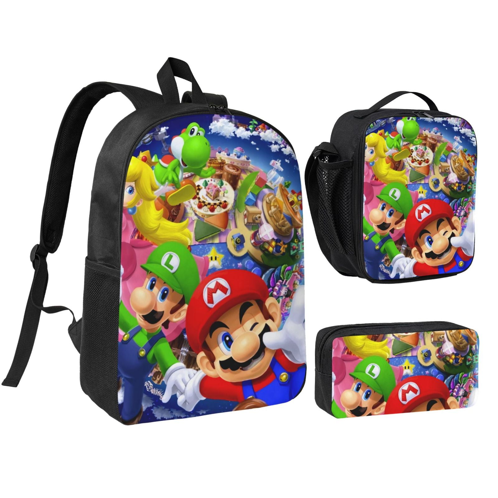 Super Mario Luigi Princess Peach 54 School Backpack with Lunch Box and ...