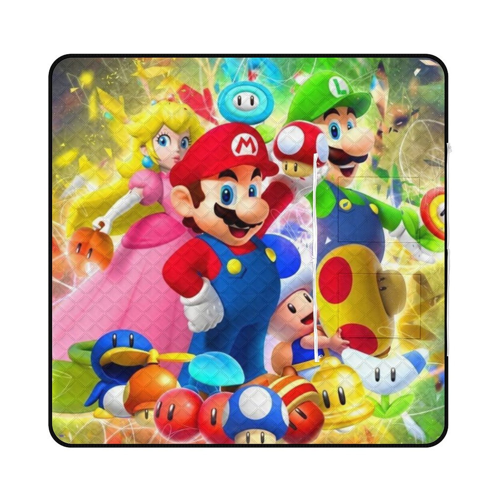 Super Mario Luigi Princess Peach Picnic Blanket Outdoor Extra Large Picnic Mat 59"X59" Camping ...