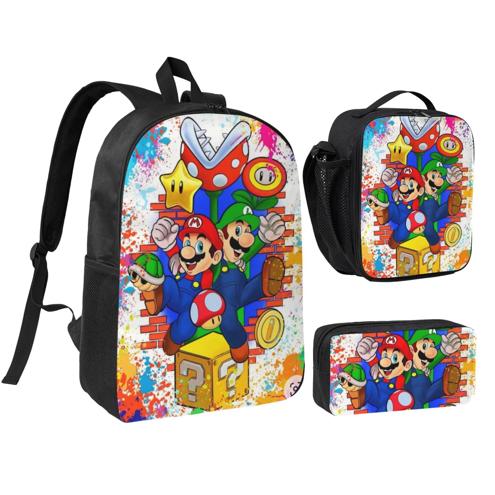 Super Mario Luigi School Backpack with Lunch Box and Pencil Cas ...