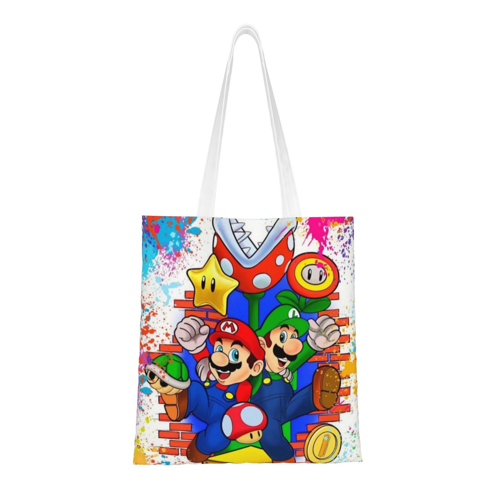 Super Mario Luigi Tote Bag For Women Girls Girly Cartoon Canvas Tote ...