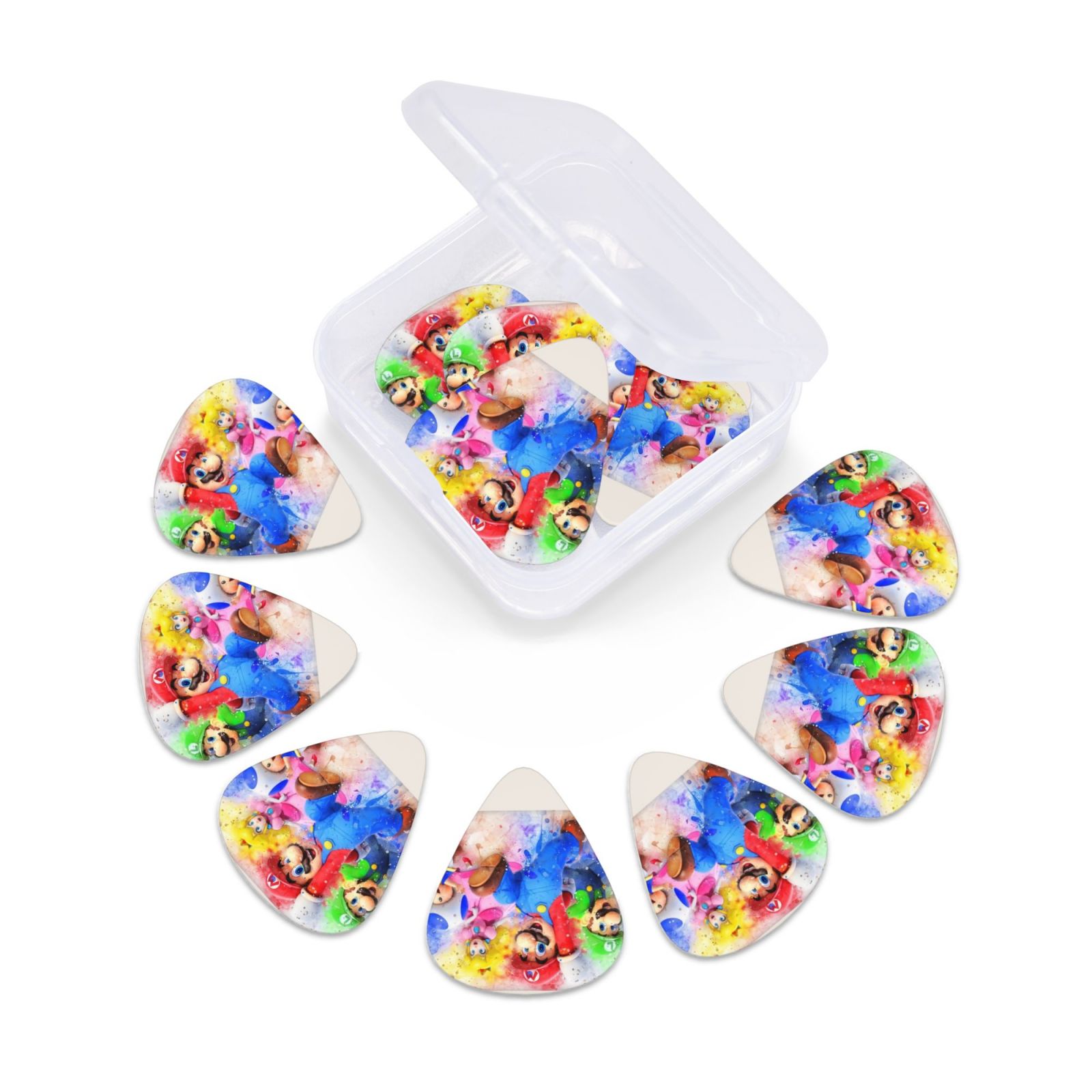 Super Mario Luigi Watercolor 44 12 Piece Guitar Picks Set With Holder ...