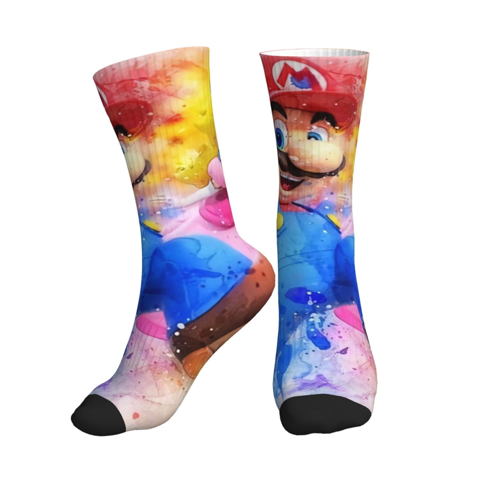 Super Mario Luigi Watercolor 44 Crew Socks, Funky Silky Comfort Socks ...