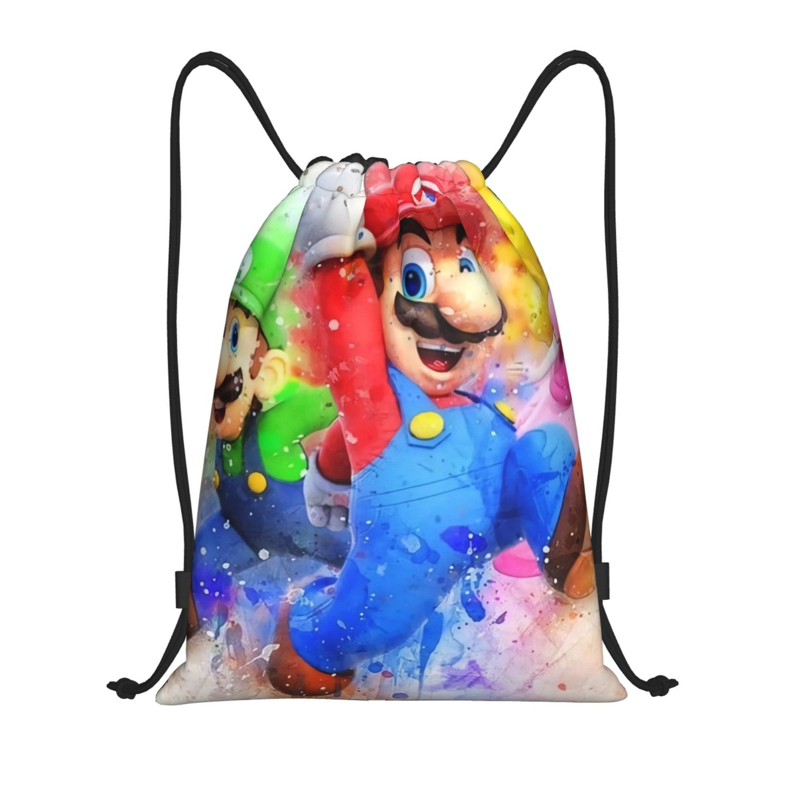 Super Mario Luigi Watercolor 44 Drawstring Backpack Drawstring Gym Bags ...